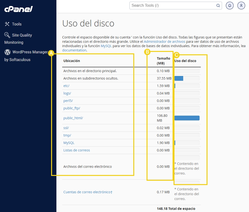 Cómo verificar el espacio en disco del hospedaje o servidor – Ayuda HostGator